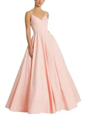 Mac Duggal Mac Duggal V-Neck A-Line Ballgown With Spaghetti Straps And Pocket Blush