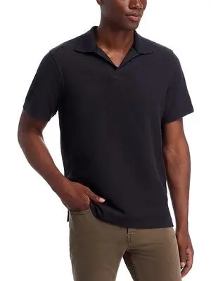 FRAME Jacquard Short Sleeve Open Collar Polo Shirt - Charcoal