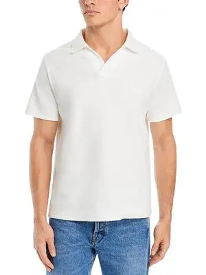 FRAME Jacquard Short Sleeve Open Collar Polo Shirt - Off White