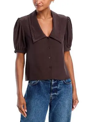 FRAME Silk Sailor Blouse - Coffee