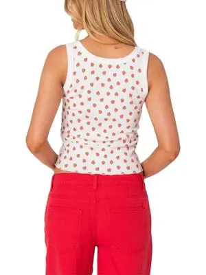 EDIKTED Berry Cool Printed Tank Top - White