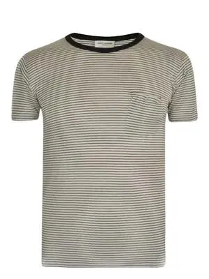 Saint Laurent Striped Pocket T-shirt - Natural/black