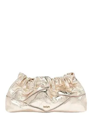 Ba&sh Ruched Metallic Leather Clutch - Champagne