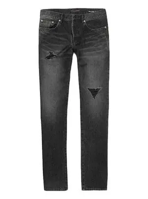Saint Laurent Slim-fit Distressed Denim Jeans - Black