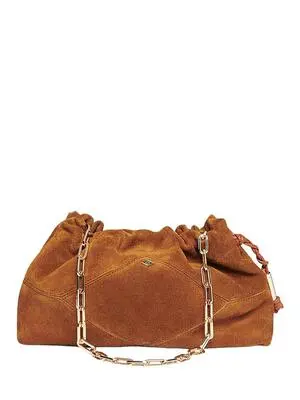 Ba&sh June Small Suede Clutch - Cognac