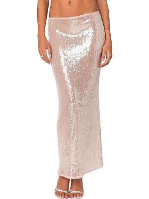 EDIKTED Sequin Maxi Skirt - Light Pink