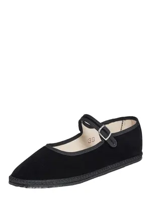 VIBI VENEZIA Velvet Mary Jane Flats - Nero
