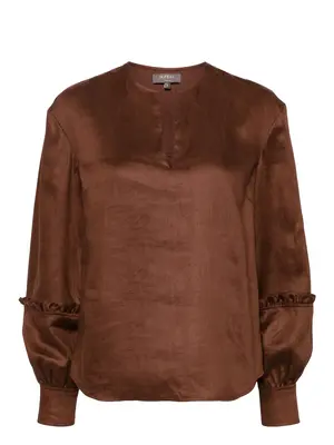 N.peal Sienna Linen Blouse - Brown