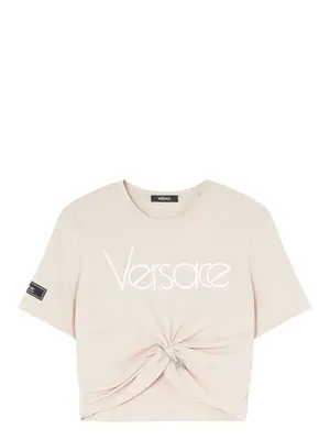 Versace Versace Safety Pin Cropped T-Shirt Neutrals