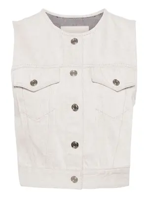 SYSTEM Collarless Denim Vest - Grey
