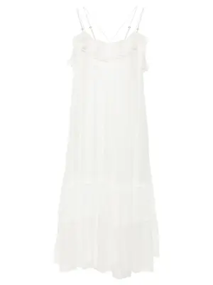 NISSA Floral-lace-detail Silk Dress - White