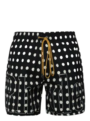 Rhude Polka-dot Logo-print Swim Shorts - Black