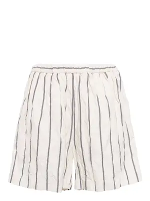 FORME D'EXPRESSION Crinkled Striped Shorts - White