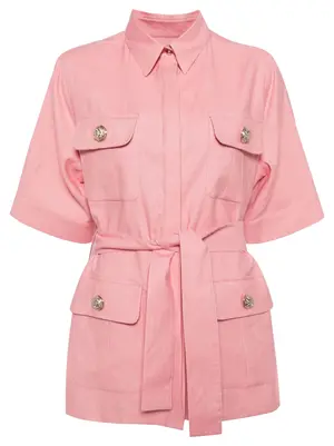 Elie Saab Gabardine Shirt Dress - Pink