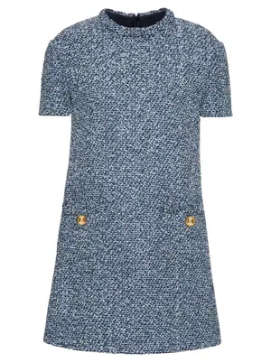 Valentino Garavani Tweed Denim Mini Dress - Blue