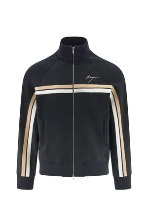 FERRAGAMO Logo-engraved Zip-up Jacket - Black