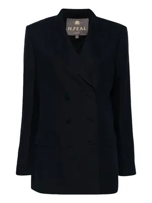 N.peal Ava Double-breasted Linen Blazer - Blue
