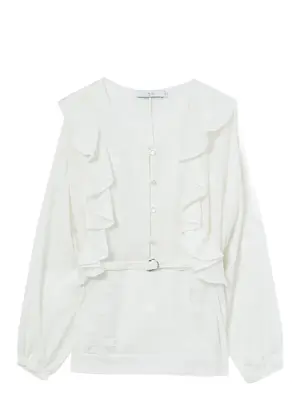 IRO PARIS Ruffle-detail Cotton Blouse - White