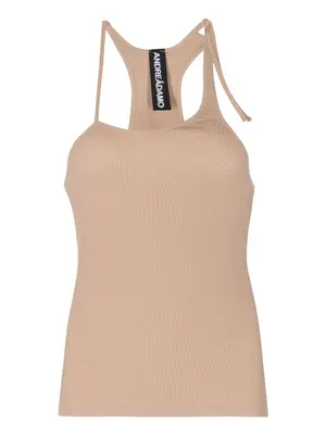 ANDREĀDAMO Asymmetric Ribbed Tank Top - Neutrals
