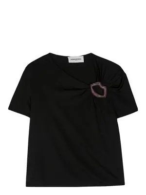 Sonia Rykiel Paris Mouth-detail Jersey T-shirt - Black