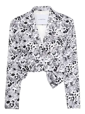 PUSHBUTTON PushBUTTON Bow Printed Cropped Jacket