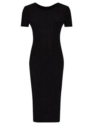 ISSEY MIYAKE Issey Miyake Seersucker Short-sleeve Midi Dress