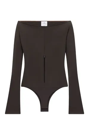 COURREGES Off-shoulder Zipped Bodysuit - Brown