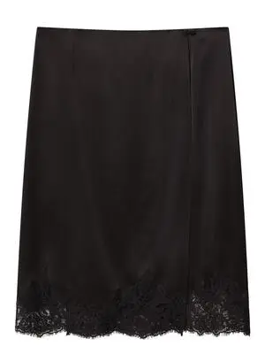 Stella McCartney Lace Satin Midi Skirt - Black