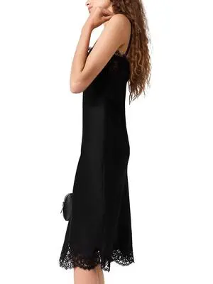 Stella McCartney Sleeveless Lace Satin Midi Dress - Black