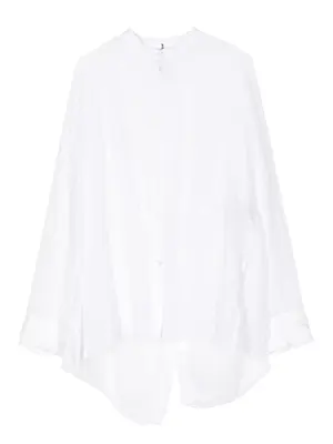 Masnada Semi-sheer Band Collar Shirt - White