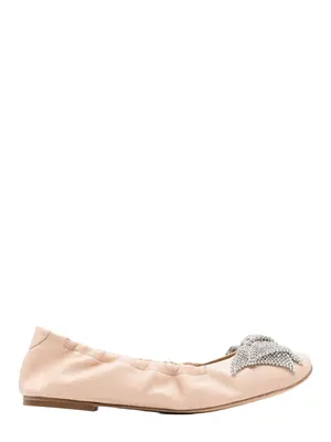 Casadei Rhinestone-bow Ballerina Shoes - Pink