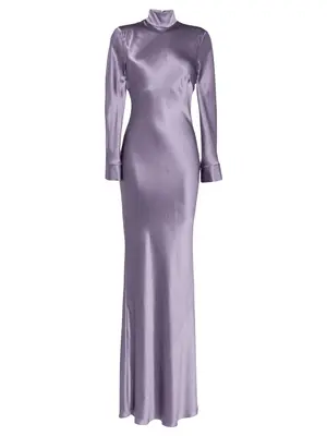 Michelle Mason Long Sleeve Gown - Purple