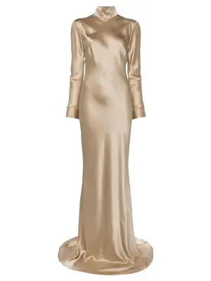 Michelle Mason Long Sleeve Gown - Neutrals