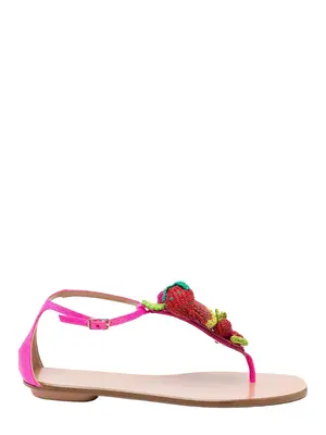 AQUAZZURA Strawberry Punch Woven-embellished Sandals - Pink