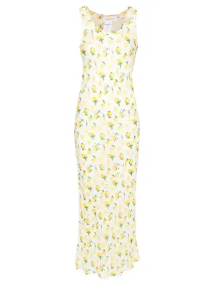 Sportmax Tonale Lemon-print Maxi Dress - Neutrals