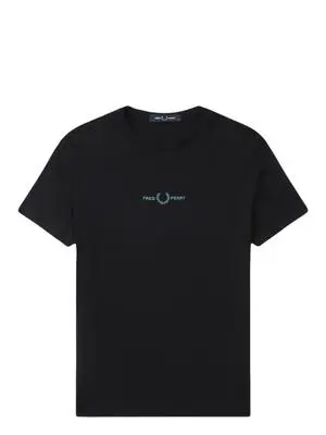 Fred Perry Logo-embroidered Cotton T-shirt - Black