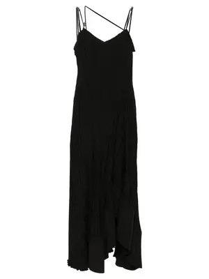 LANVIN Asymmetric-hem Pleated Dress - Black