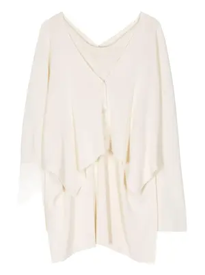 Isabel Benenato Layered V-neck Cardigan - Neutrals