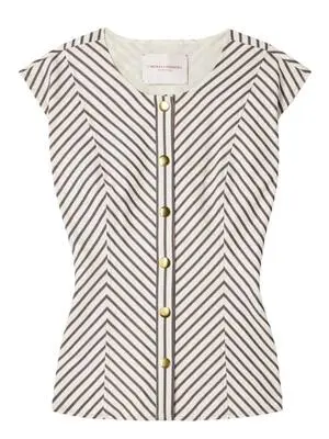 CAROLINA HERRERA Carolina Herrera Paneled Striped Twill Top