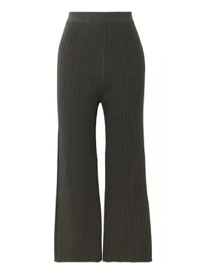LAUREN MANOOGIAN Column Ribbed Straight-leg Pants - Gray