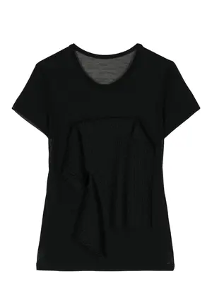 Y’s Draped-panel Cotton T-shirt - Black