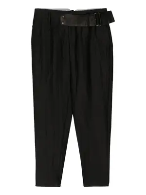 Yohji Yamamoto Belted Tapered Trousers - Black