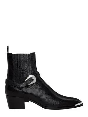 Celine Western Chelsea Boots With Harness - Black
