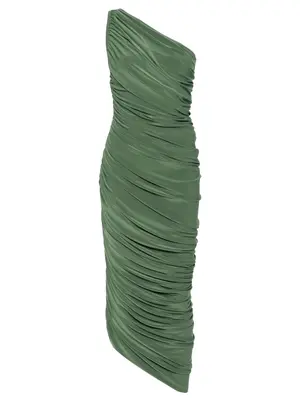 Norma Kamali Norma Kamali Gathered One-Shoulder Dress Green