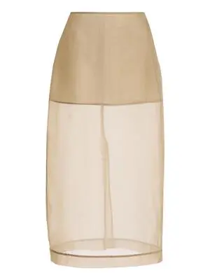 THE FRANKIE SHOP Peri Silk-blend Chiffon Midi Skirt - Neutral