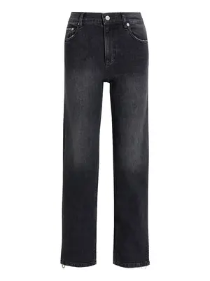 Alice + Olivia Gayle Crystal-embellished Straight-leg Jeans - Charcoal