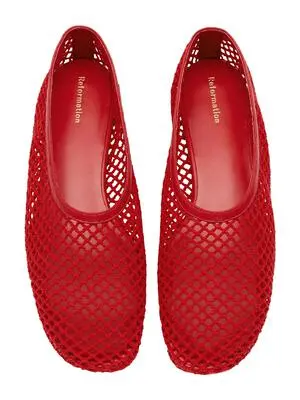 REFORMATION Britt Ballet Flat - Red