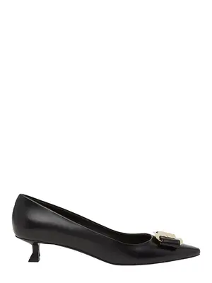 FERRAGAMO Zelma Leather Kitten-Heel Pumps Nero