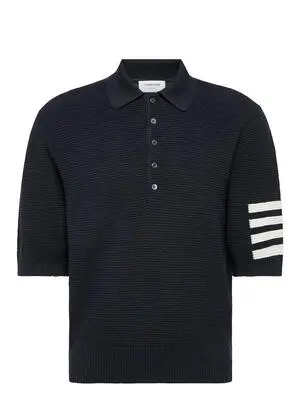 Thom Browne 4-bar Linen And Cotton Polo Shirt - Blue