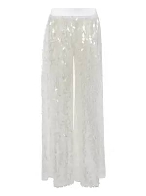 Norma Kamali Sequined Wide-leg Pants - White